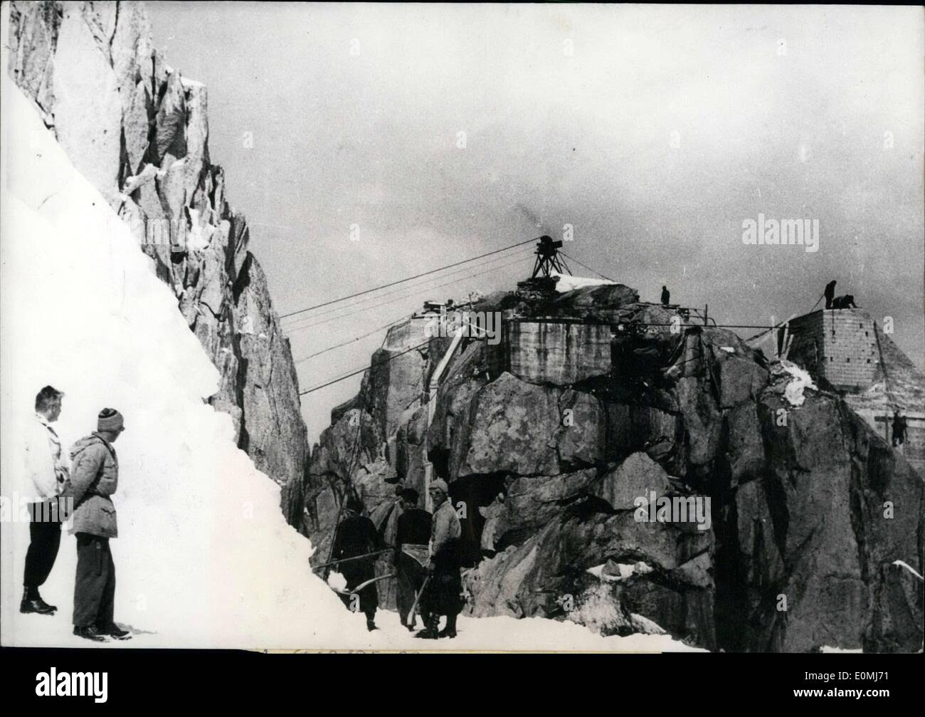 Aug. 21, 1955 - Ski Lift at the Summit of the Aiguille du Midi Stock ...