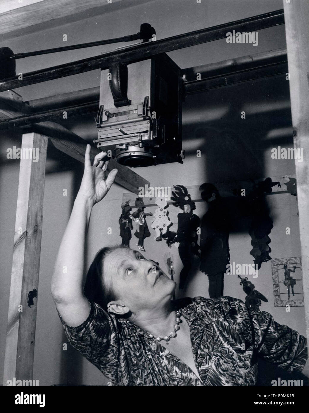 Jul 06, 1955 - Munich, Germany - LOTTE REINIGER works on her animated ...
