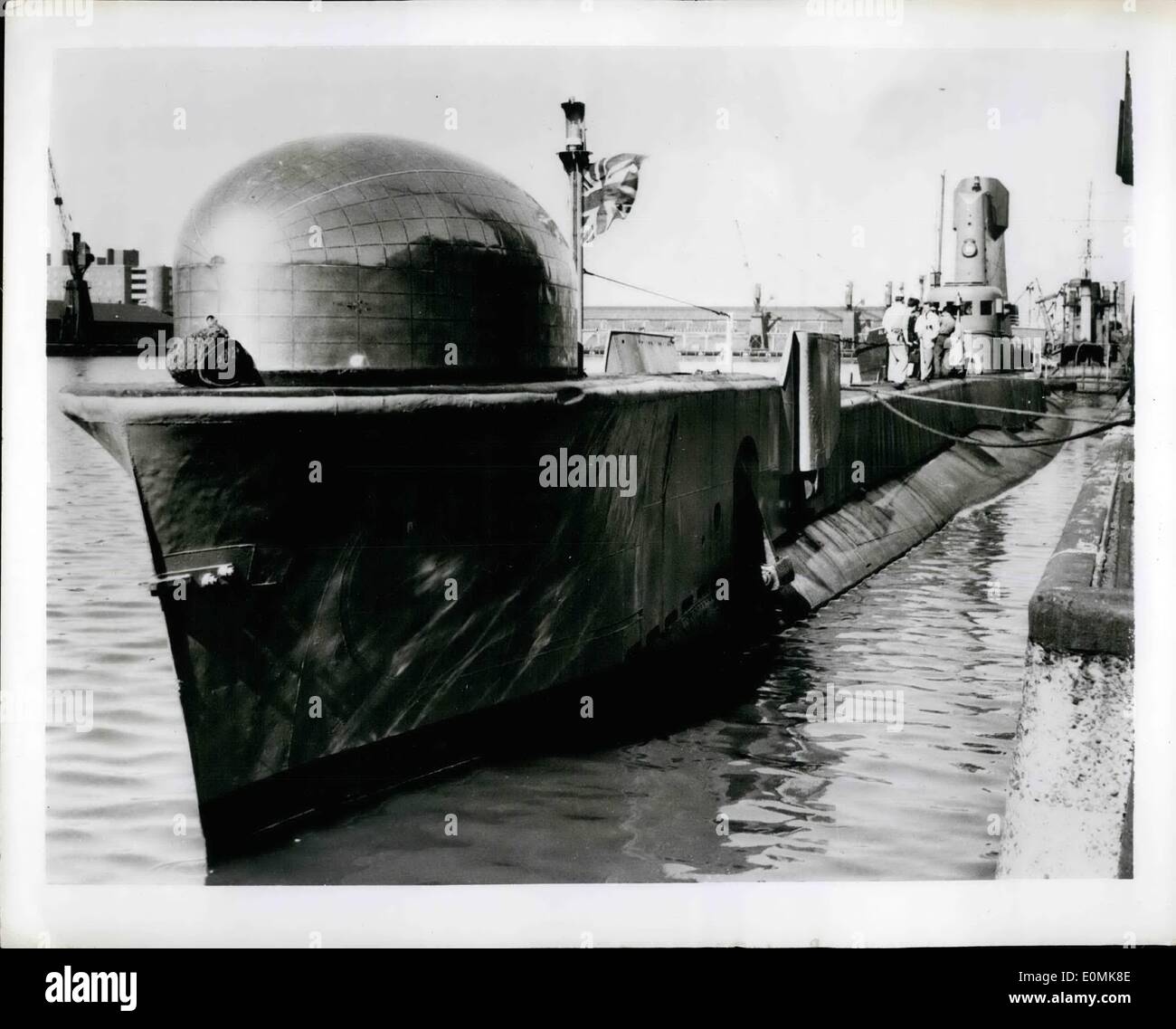Jul. 07, 1955 - A British submarine, the Thermopylae, has a dome on her ...