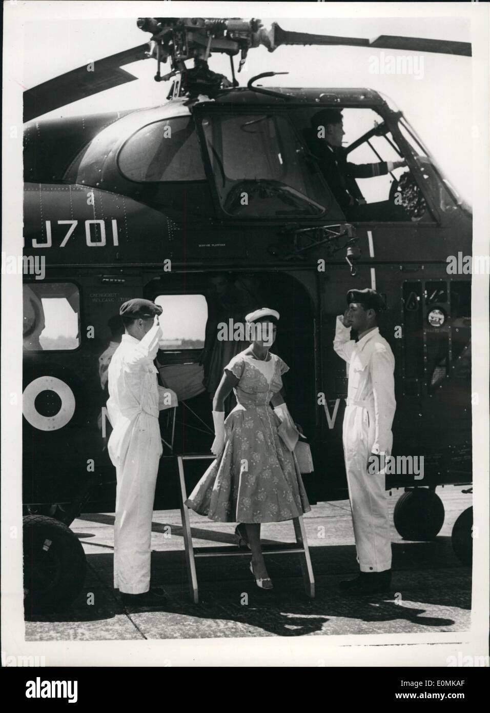 Jul. 07, 1955 - Princess Margaret travels by Helicopter. Visits Royal ...
