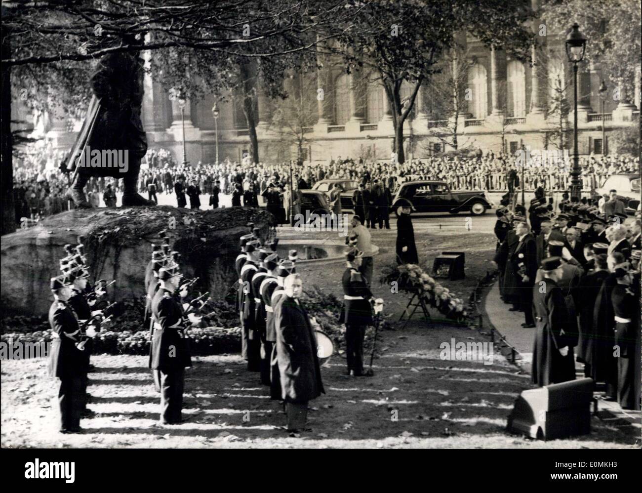 Nov. 11, 1955 - Armistice Day in Paris: President Coty Rendering an ...