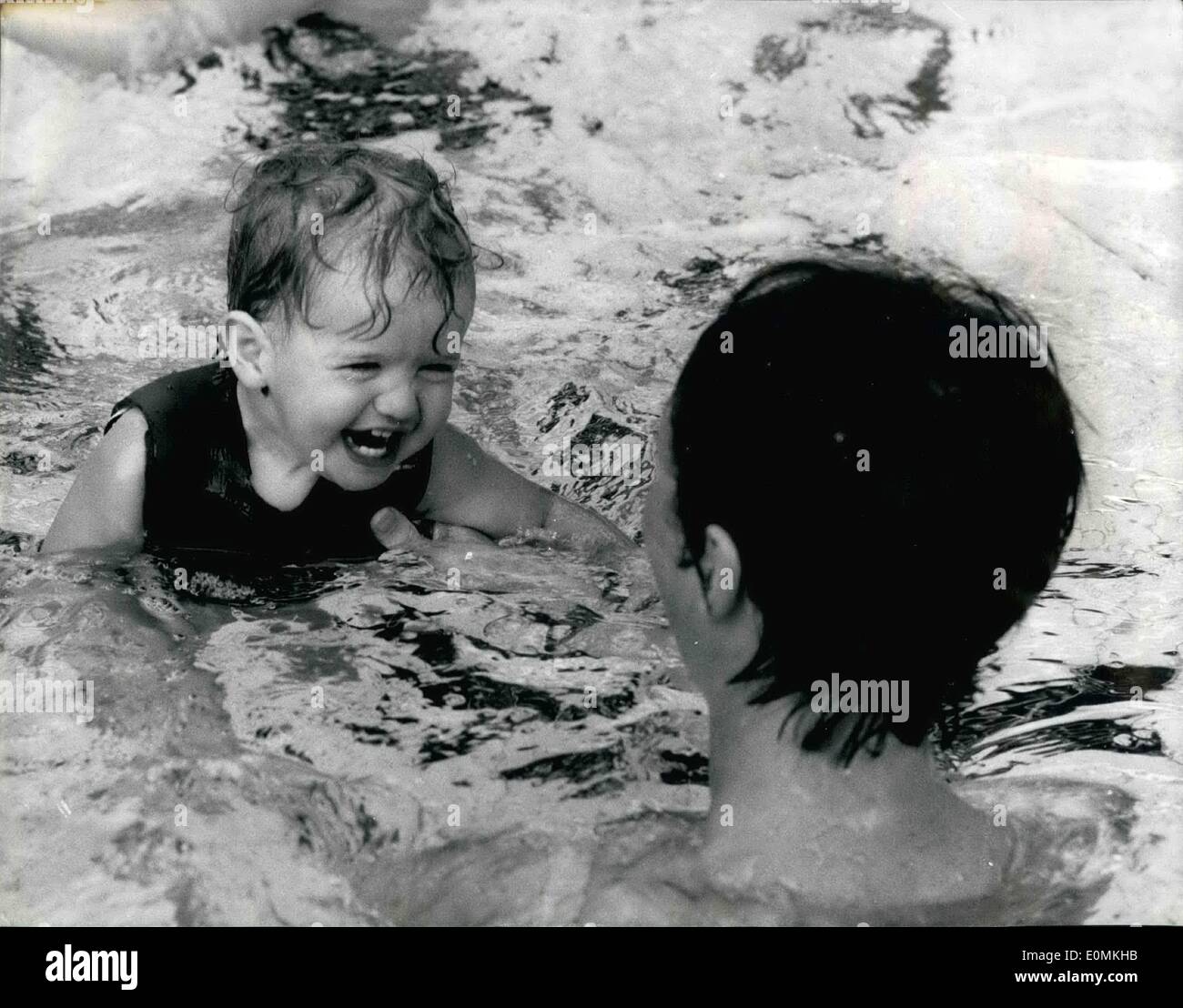 Nov. 11, 1955 - She's a real water baby.: 18 month old Gillian Blake ...