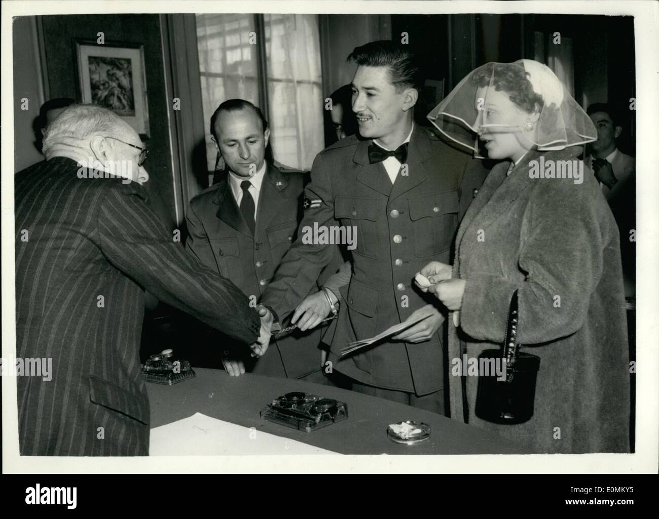 Oct. 10, 1955 - American airman is married - in handcuffs. American ...
