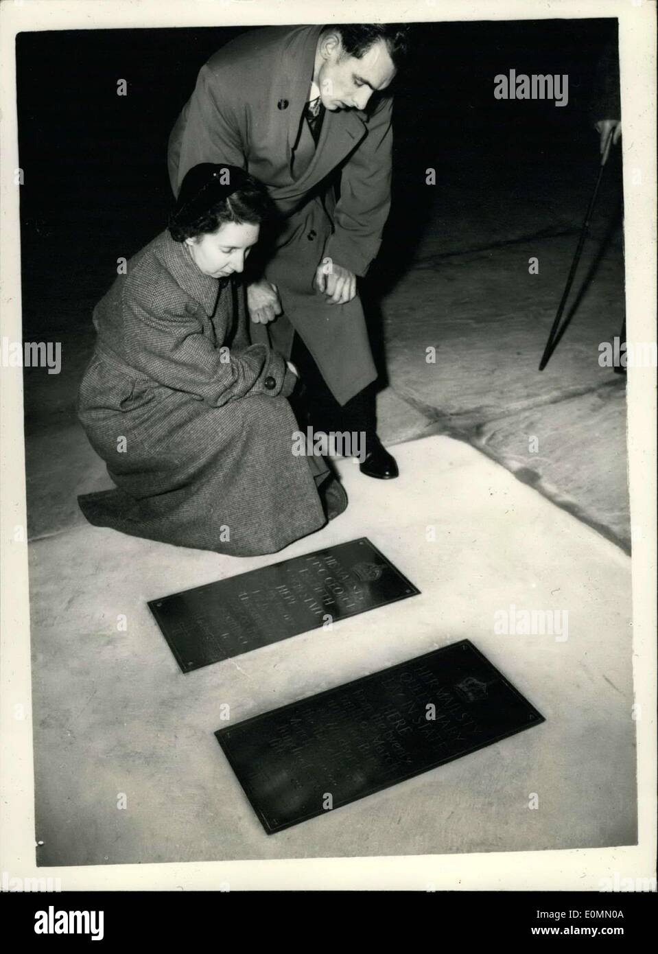 Dec. 13, 1955 - Queen Mary plaque on view to the public.: The bronze ...