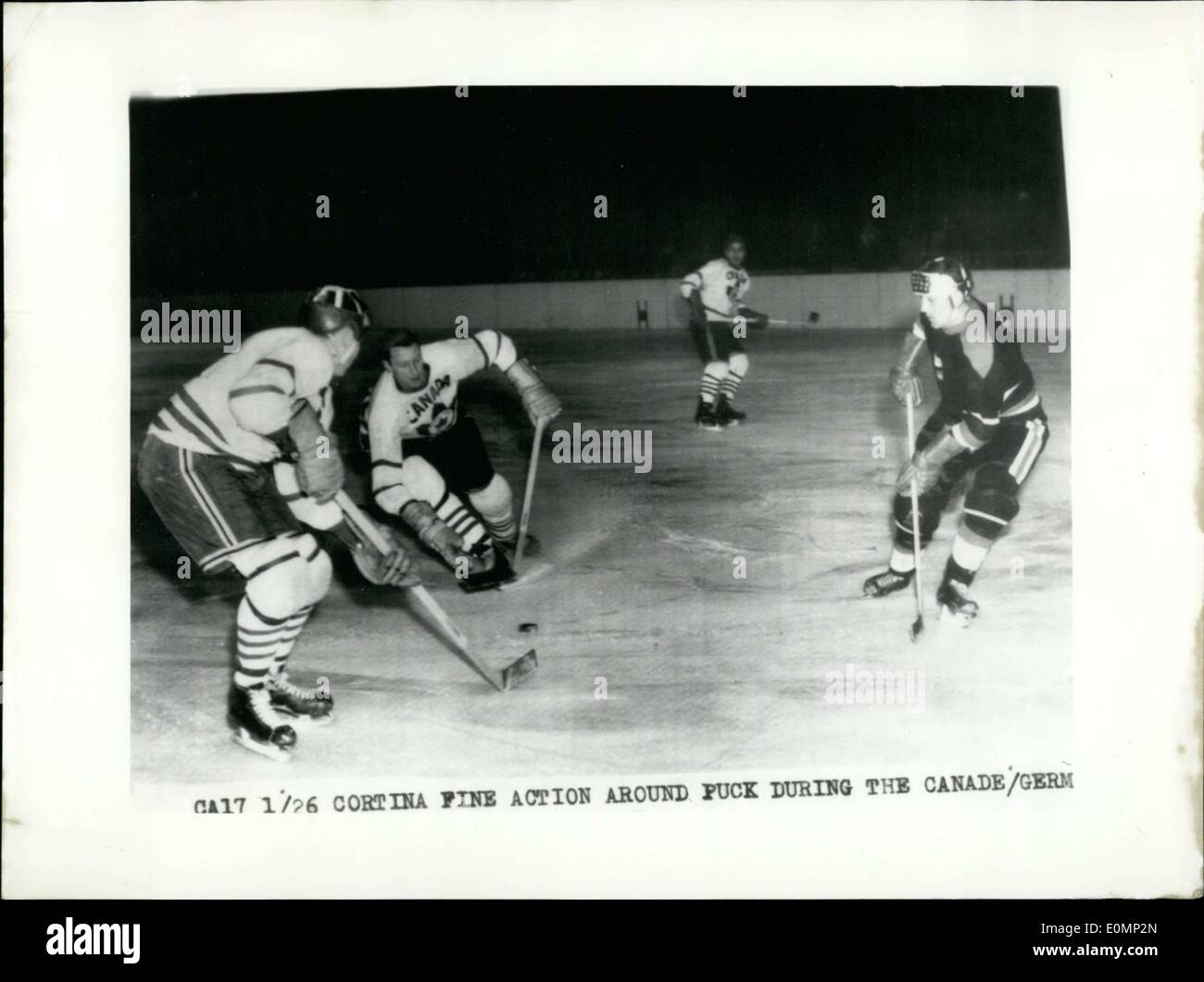 Jan. 27, 1956 - Germany lost it's match against Canada 4:0. Pictured ...