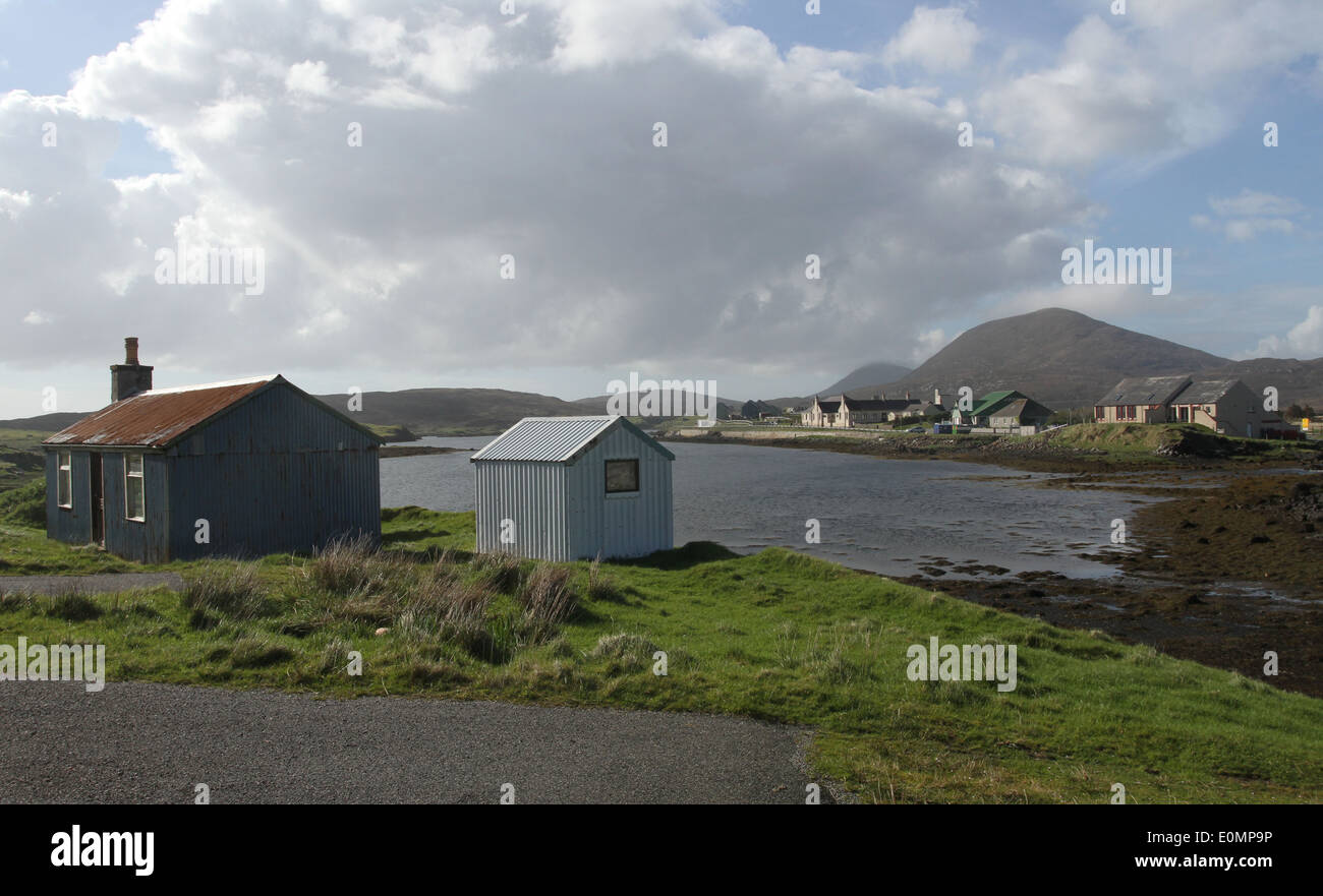 Corrugated metal house Leverburgh Isle of Harris Scotland May 2014 ...