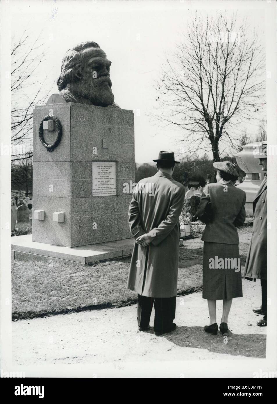 Apr. 16, 1956 - Karl Marx statue defaced-and cleaned: The 12ft. high ...