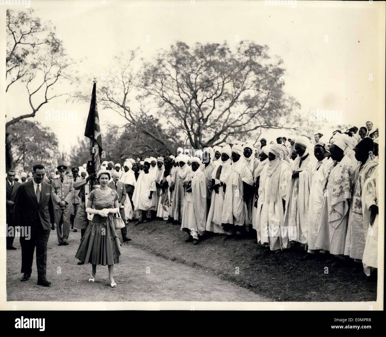 Feb. 06, 1956 - The Royal Nigerian Tour. Queen and the chiefs. Photo ...