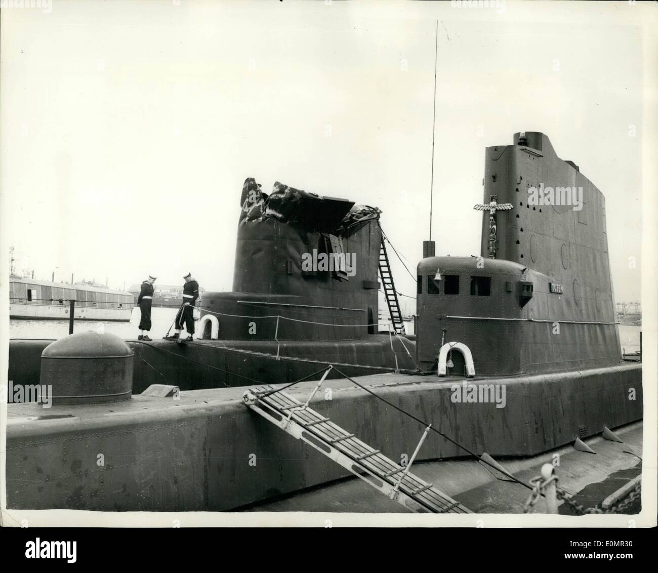 May 05, 1956 - Submarine In Collision. Photo shows The submarine Talent ...