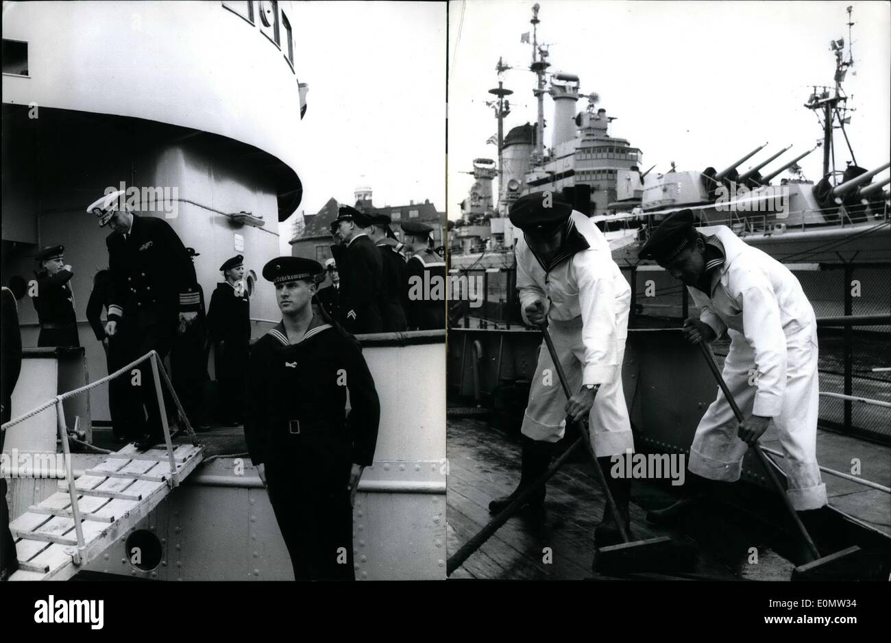 Jul. 07, 1956 - Two German warships, the Eider and the Trave, are ...