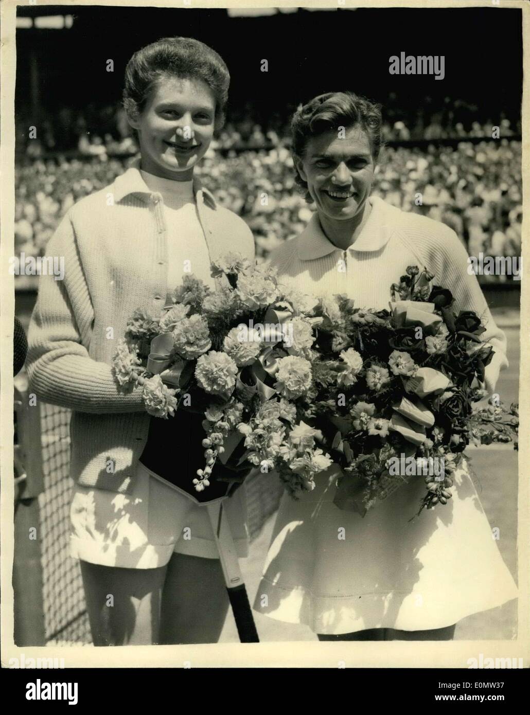 Jul. 07, 1956 - Final of the Women's singles at Wimbledon Shirley Fry U ...
