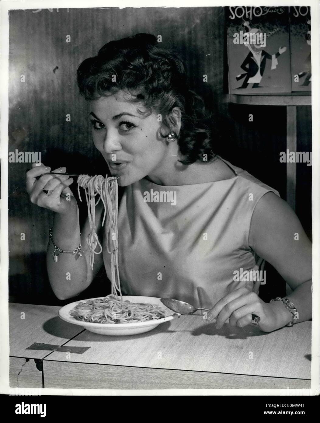 Jul. 07, 1956 - Soho's Fair Queen Tries Her Skill At Spaghetti Eating ...