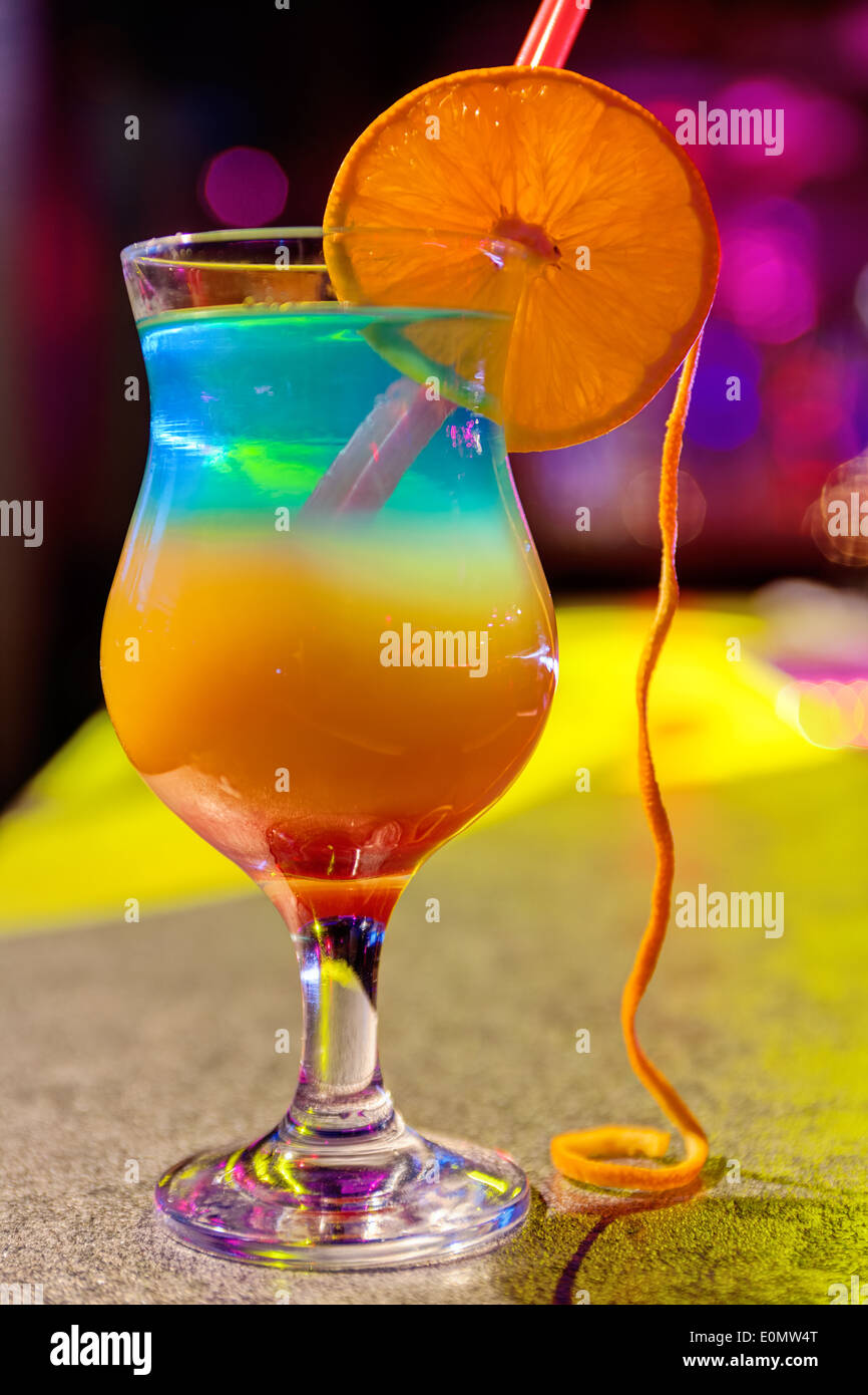 cocktail at bar in a night club with vivid colors Stock Photo - Alamy