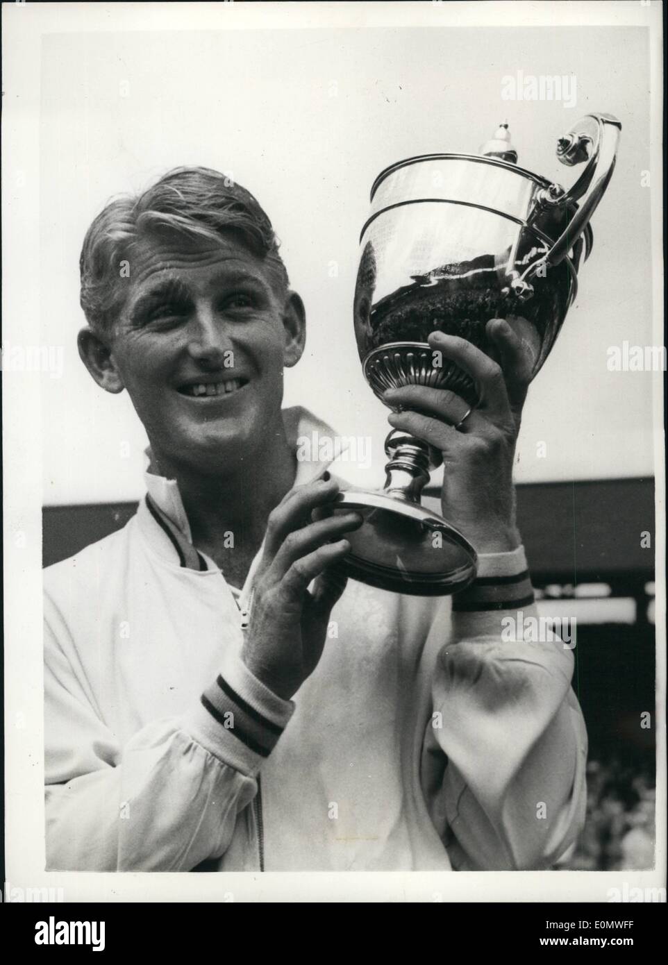 Jul. 07, 1956 - Lew Hoad Wins Men's Singles Title At Wimbledon.. Holds ...