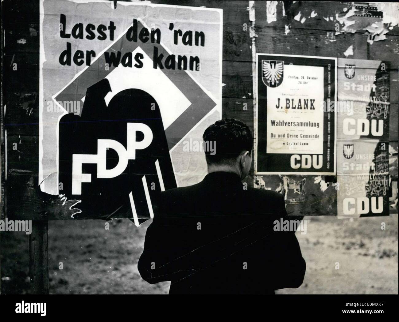 Oct. 28, 1956 - Pictured here are some election placards from the FDP ...