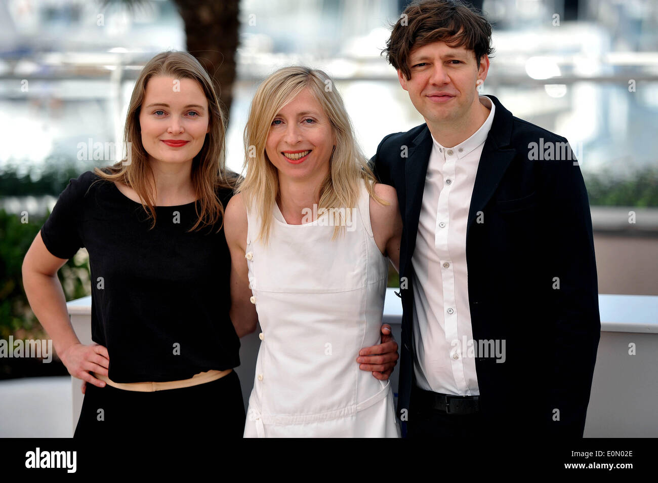 Cannes, France. 16th May, 2014. Director Jessica Hausner (C), actress ...