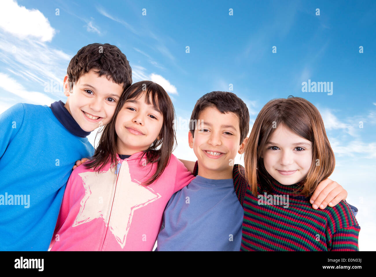 Group of happy children outdoors Stock Photo - Alamy