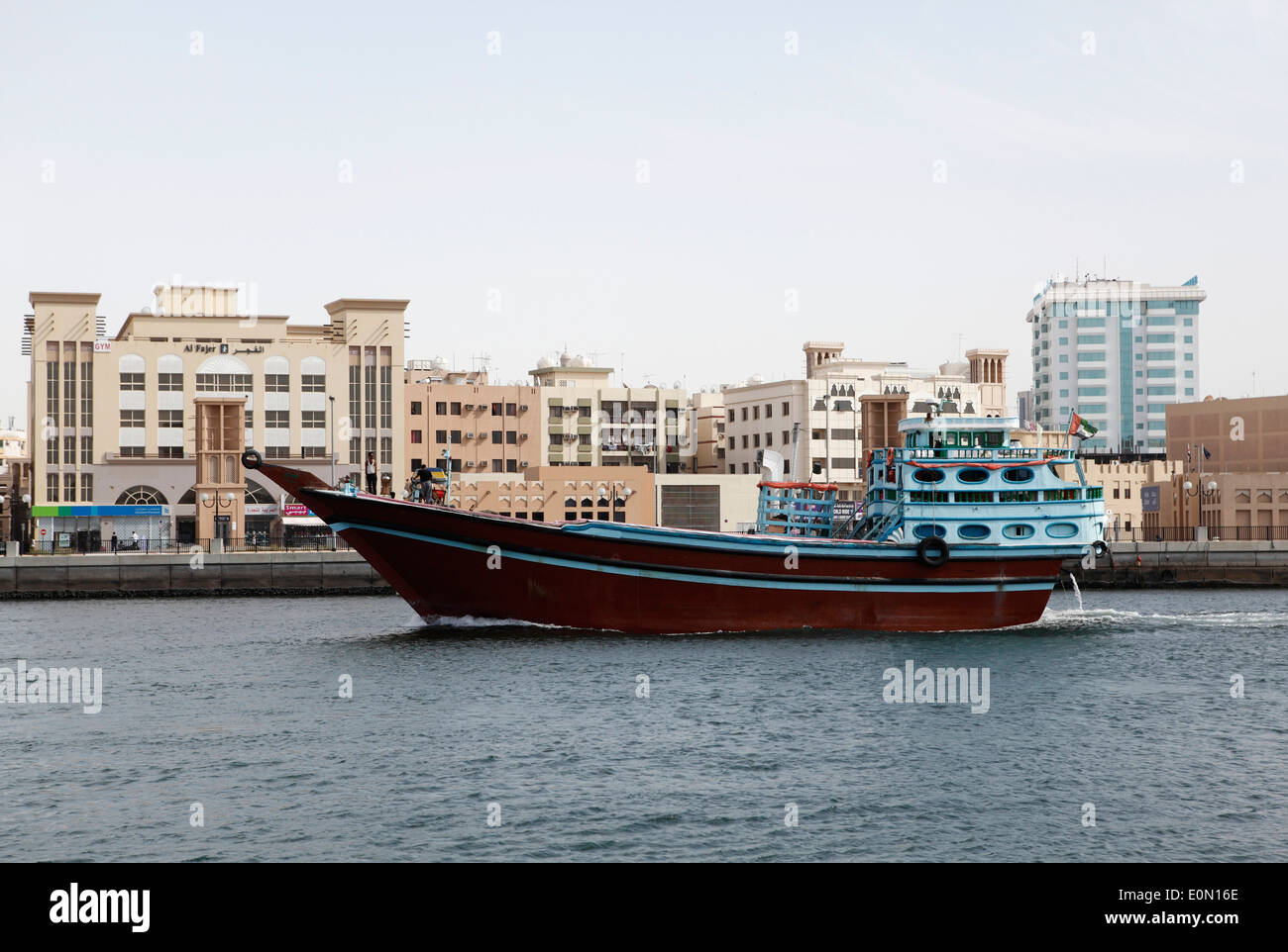 Dubai, UAE, dhow, old wooden sailing vessel, Dubai Creek,Deira Stock ...