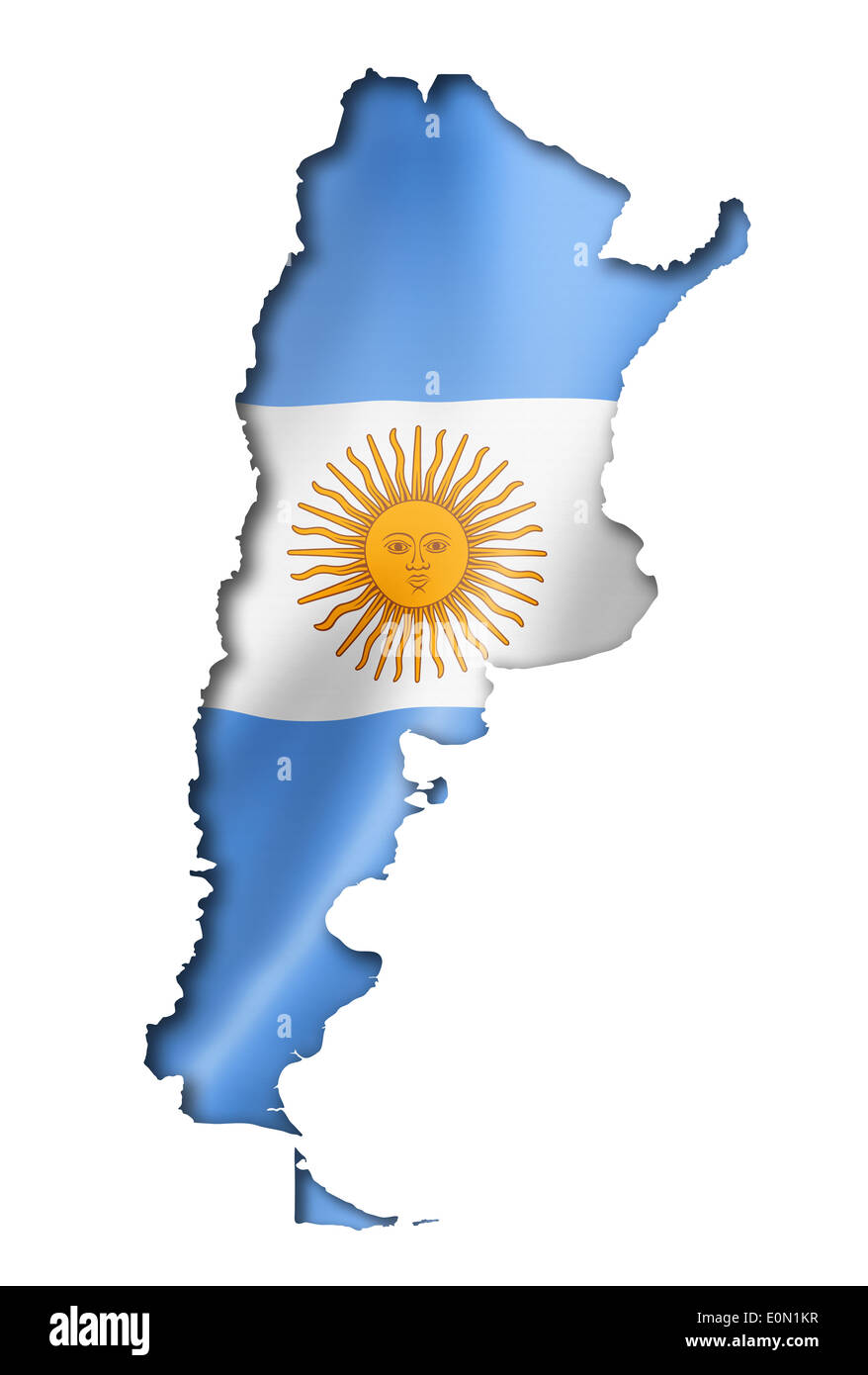 Argentina flag map, three dimensional render, isolated on white Stock Photo - Alamy