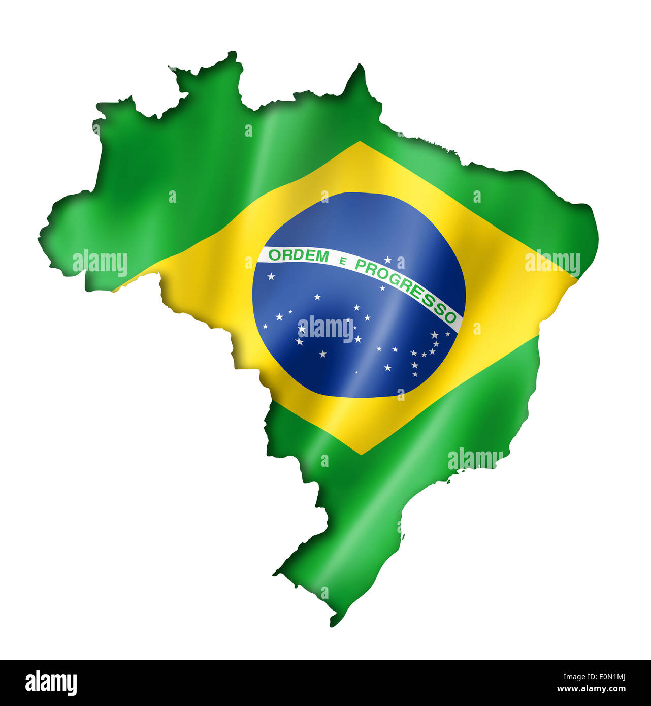 Brazil flag map, three dimensional render, isolated on white Stock ...