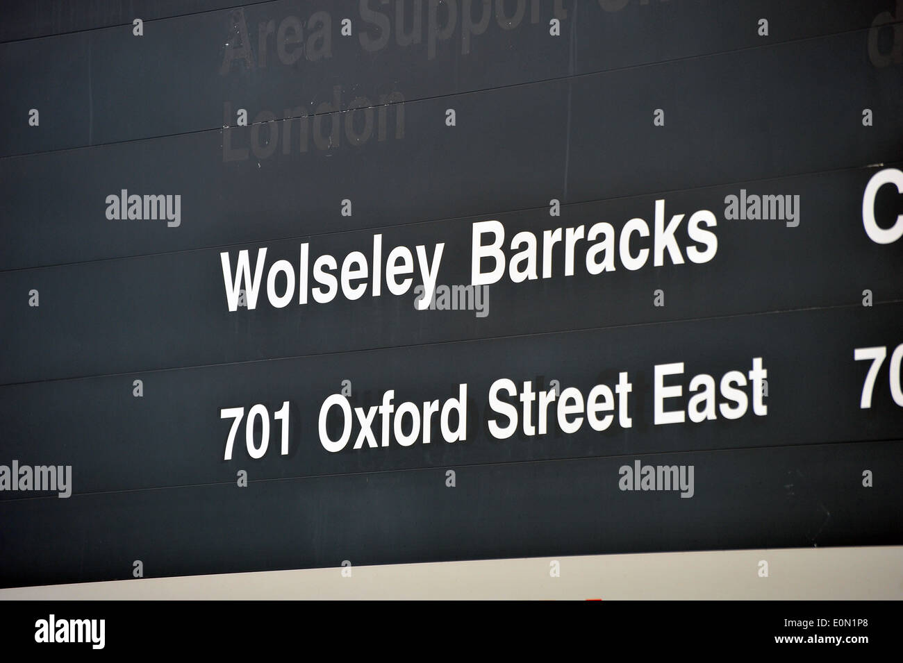 The entrance sign to Wolseley Barracks military base in London, Ontario ...