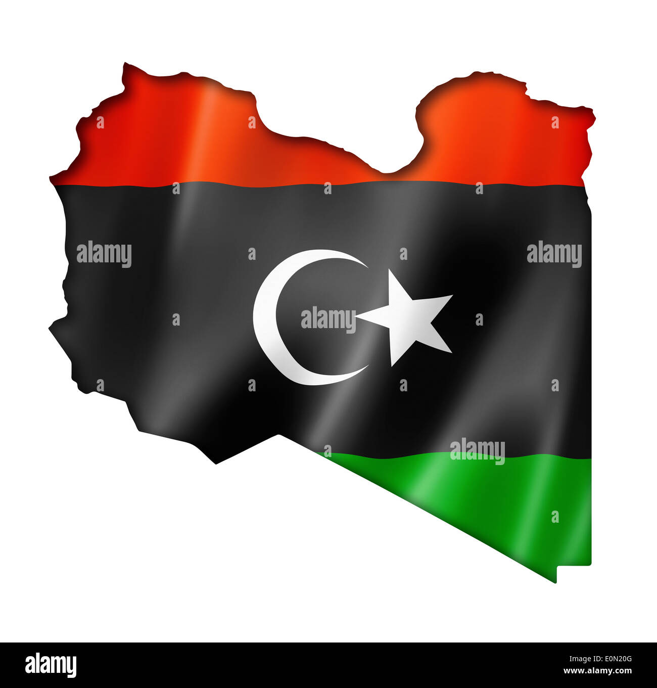 Libya flag map, three dimensional render, isolated on white Stock Photo ...