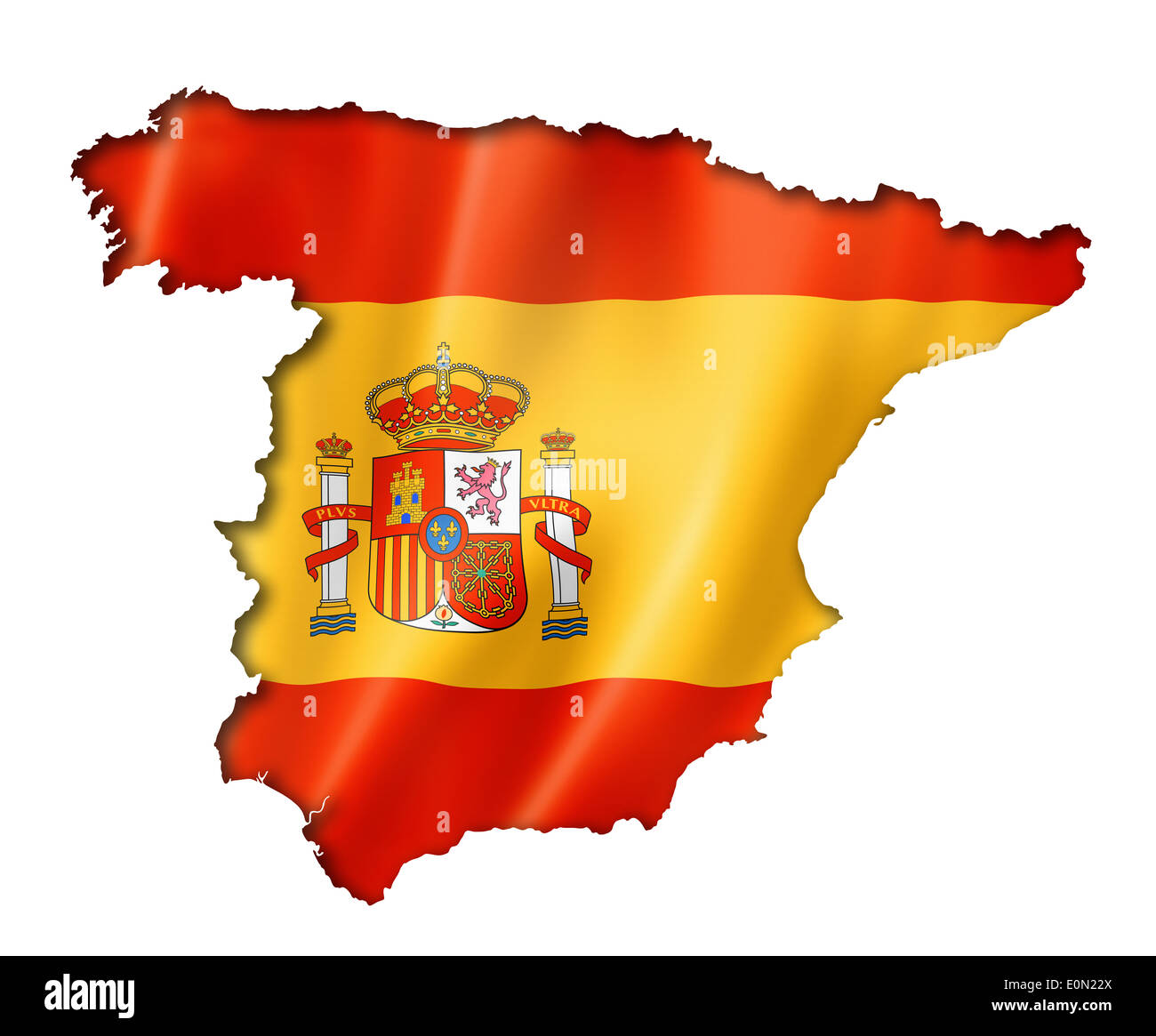 Spain flag map, three dimensional render, isolated on white Stock Photo ...