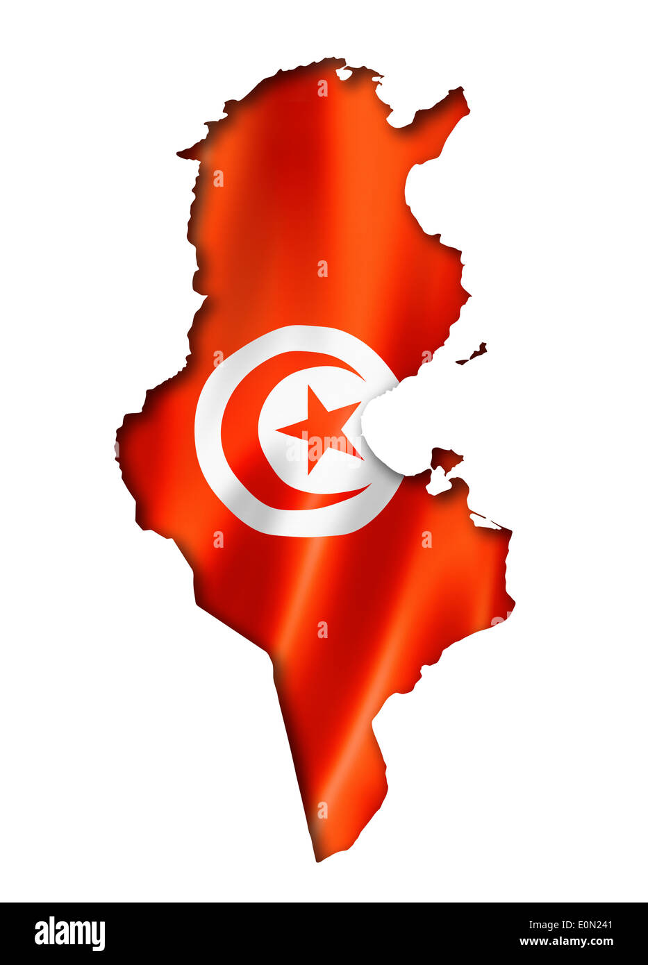 Tunisia flag map, three dimensional render, isolated on white Stock Photo - Alamy