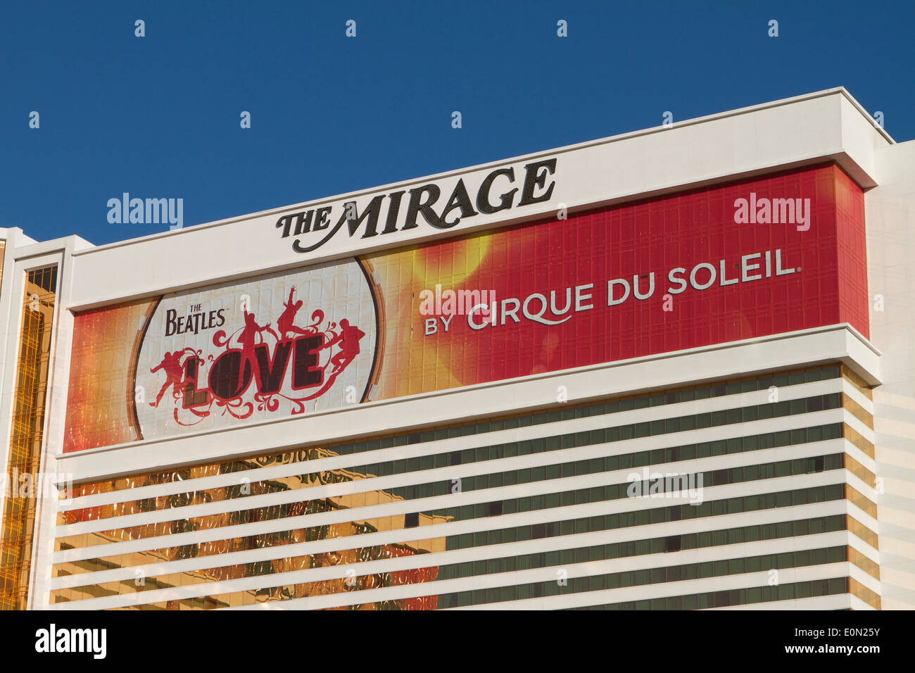 The Mirage hotel advertising cirque du soleil performing Love by the ...