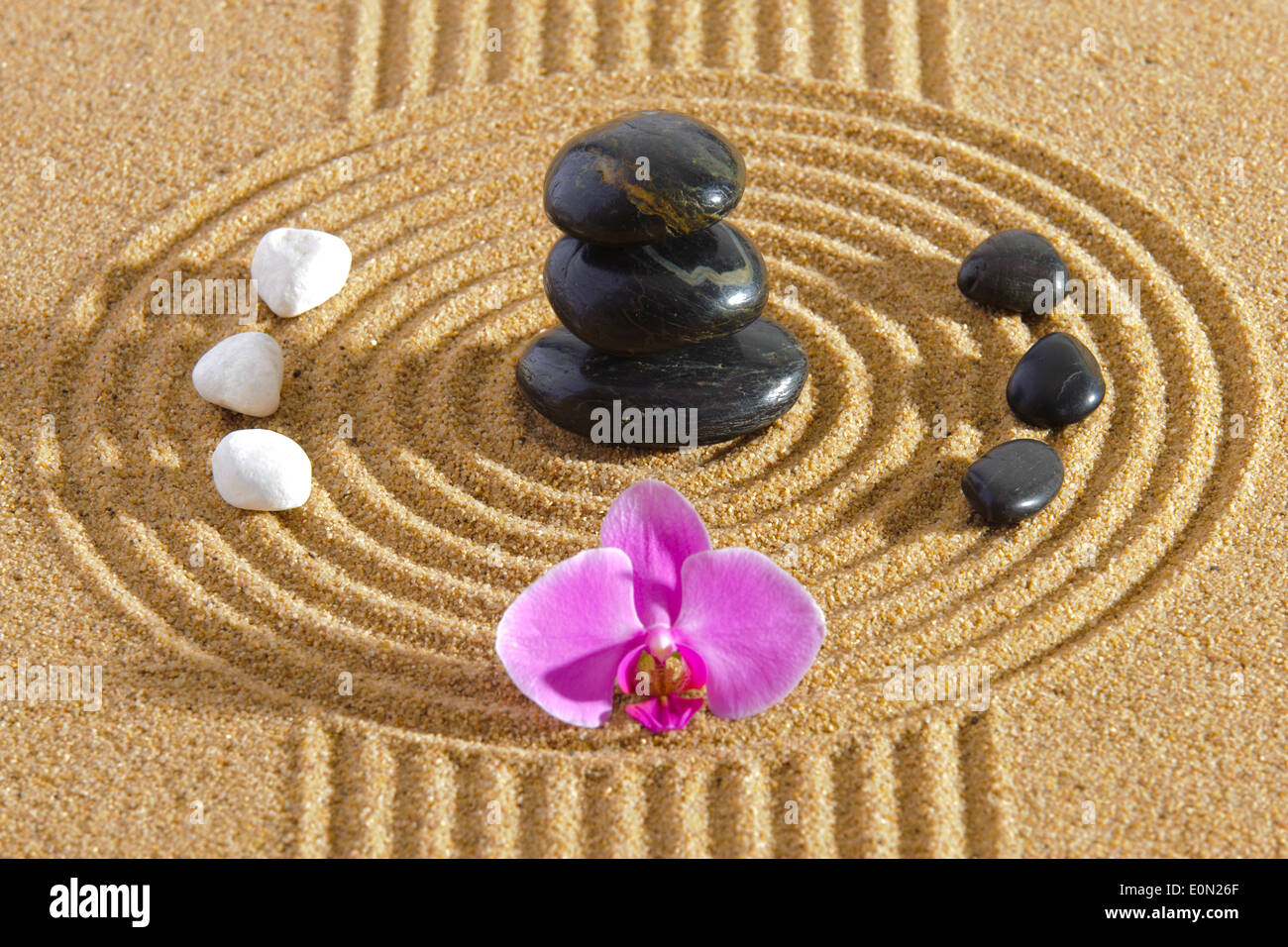 Japanese ZEN garden with stacked stones Stock Photo - Alamy