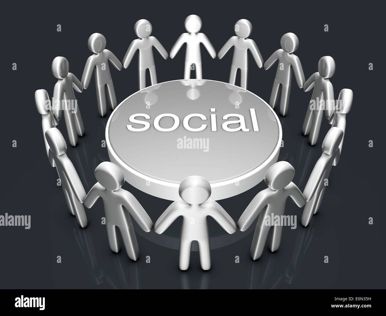 Social Network. A group of icon people standing in a circle Stock Photo ...