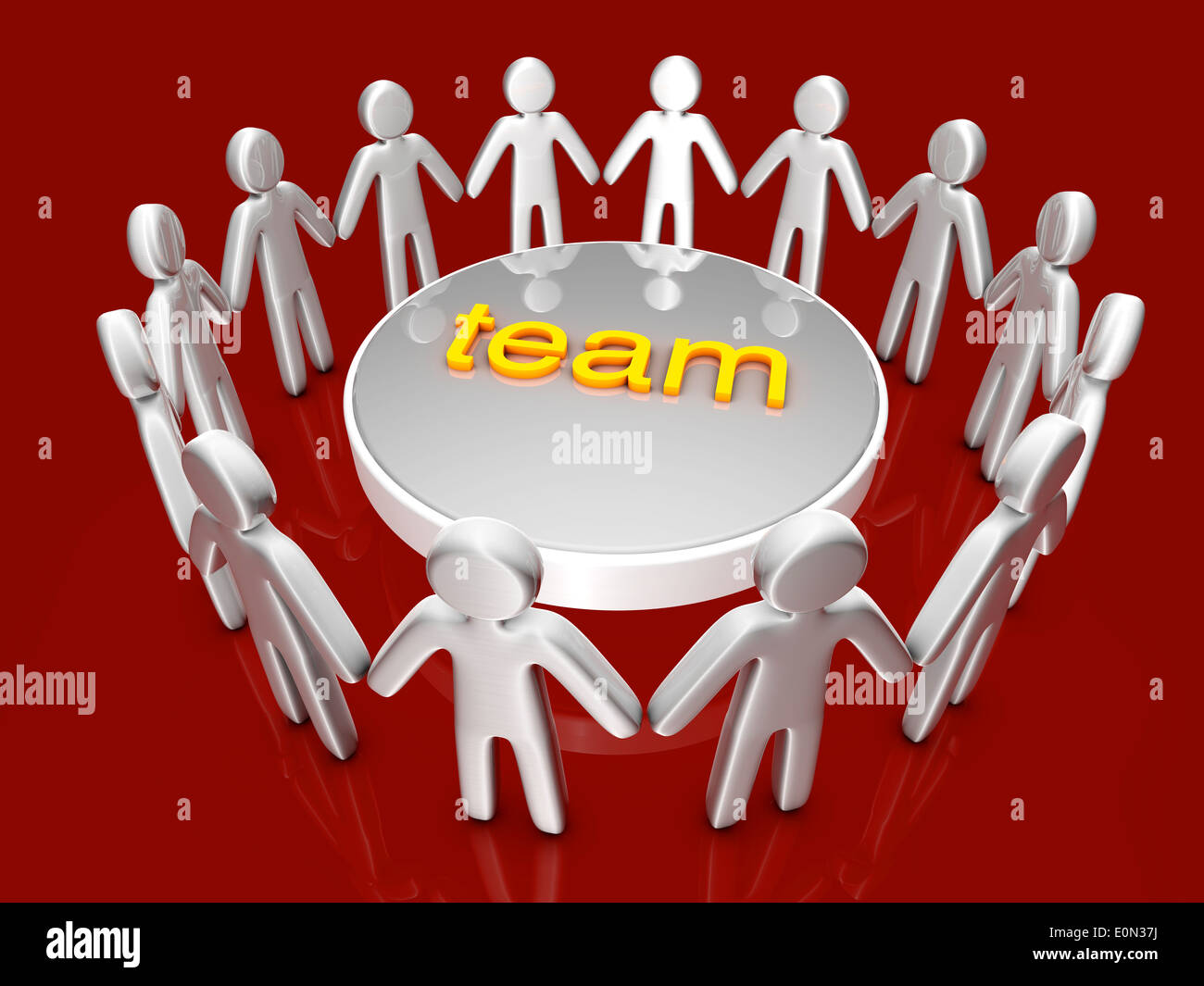 Teamwork. A group of icon people standing in a circle Stock Photo - Alamy