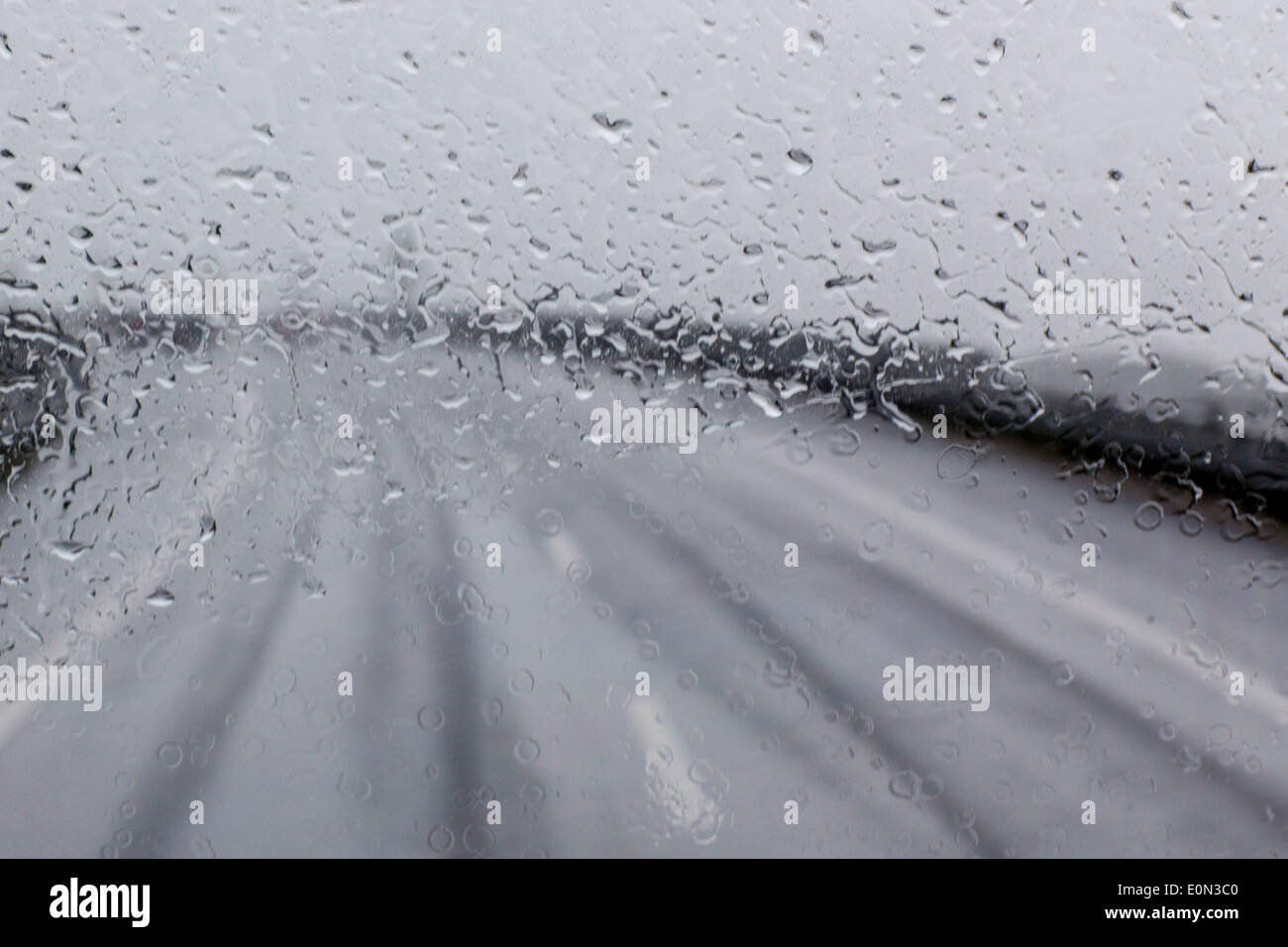 Heavy rain while driving on the Autobahn in Germany on 7 May 2014 Stock ...