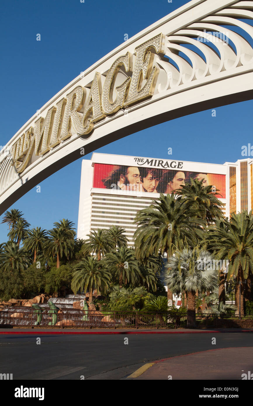 The Mirage hotel advertising cirque du soleil performing Love by the ...