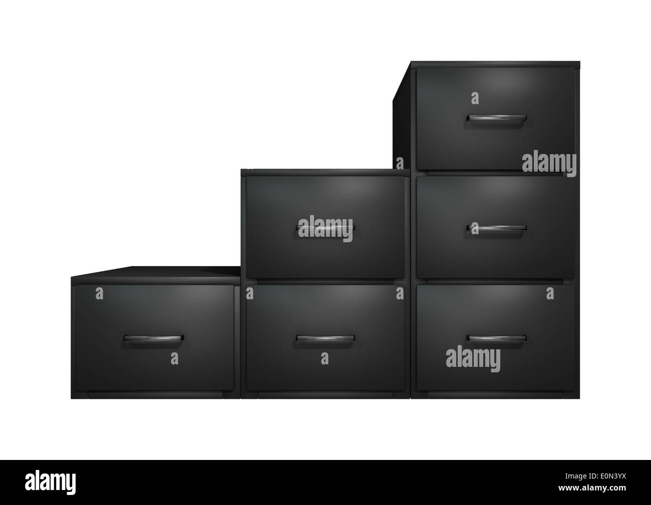 3D digital render of a black filing cabinet isolated on white ...