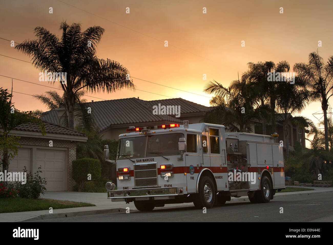 Fire engine from San Marcos, helping out in Carlsbad, in May 2014 Stock ...