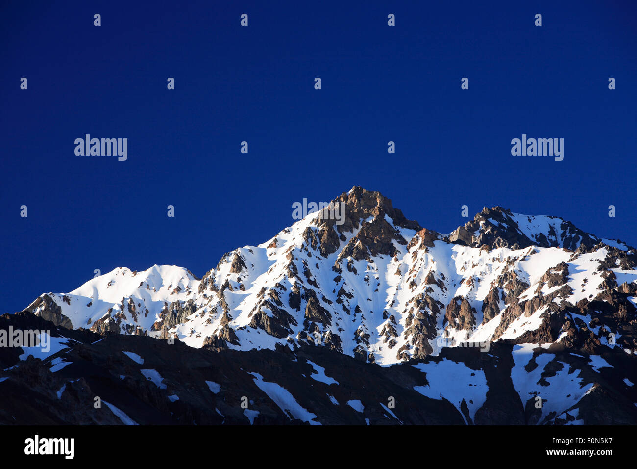 Snow covered andes mountains from aconcagua hi-res stock photography ...