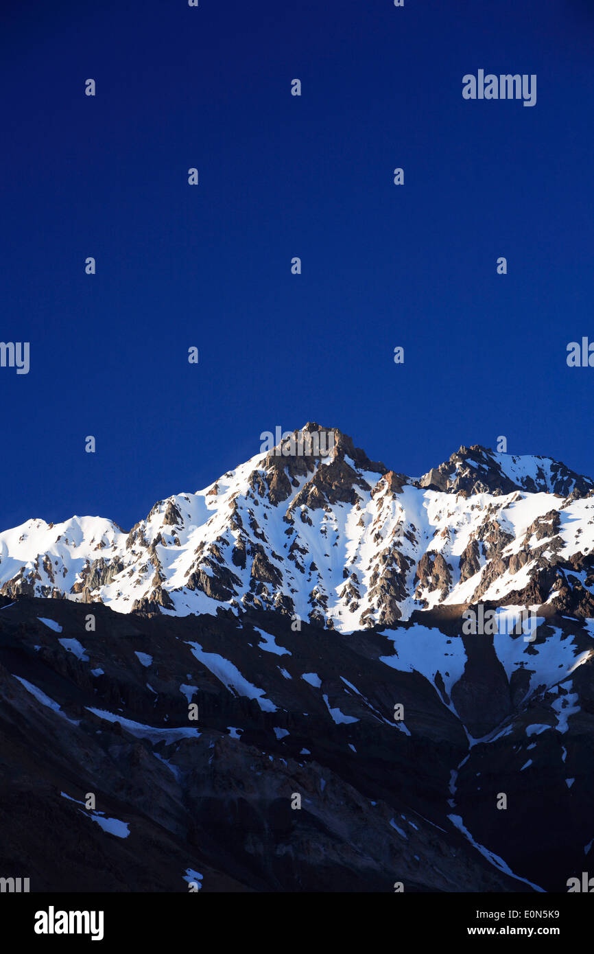 Snow covered andes mountains from aconcagua hi-res stock photography ...