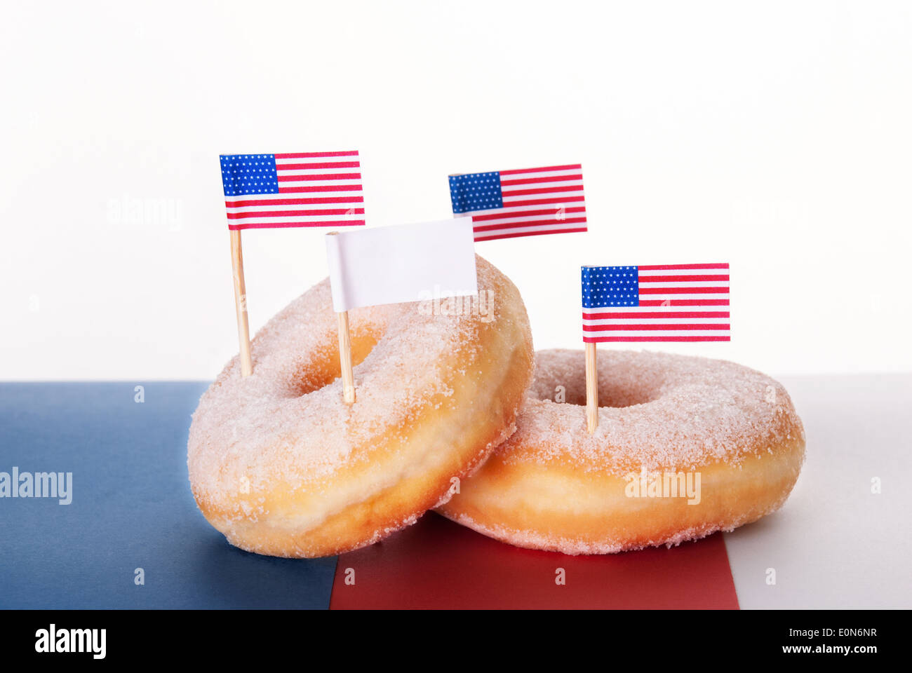 Donuts with Flags and a Banner with Free Space Stock Photo - Alamy