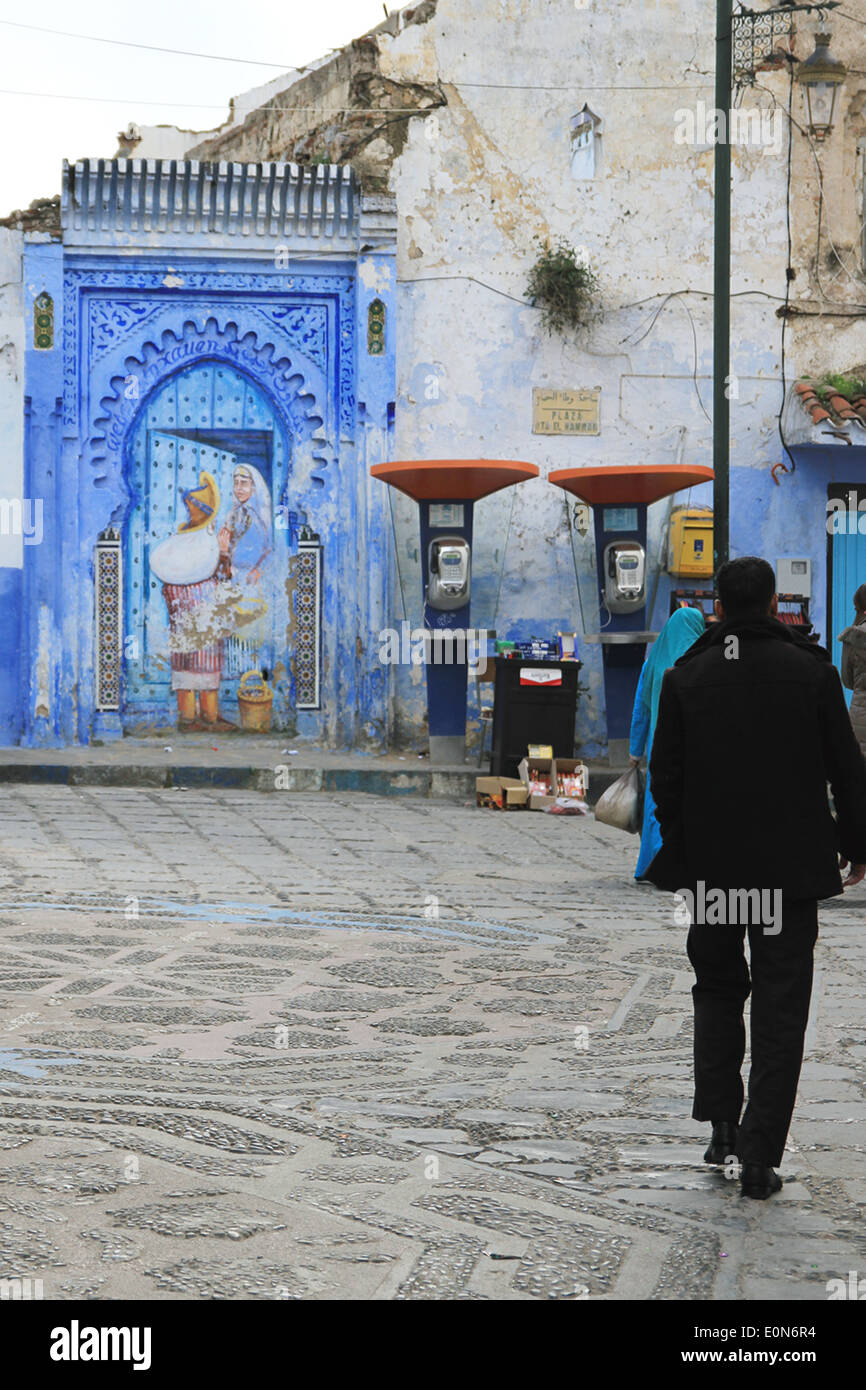 Arabic art work on a wall in Chefchaouen, Morocco Stock Photo - Alamy