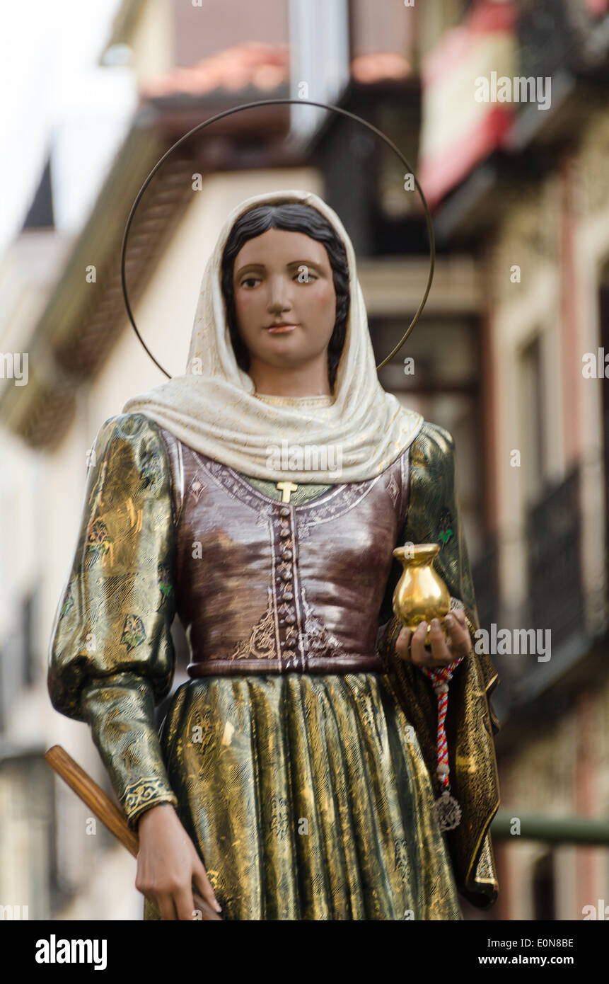 Statue of Santa María de la Cabeza carried along the Calle Toledo for ...