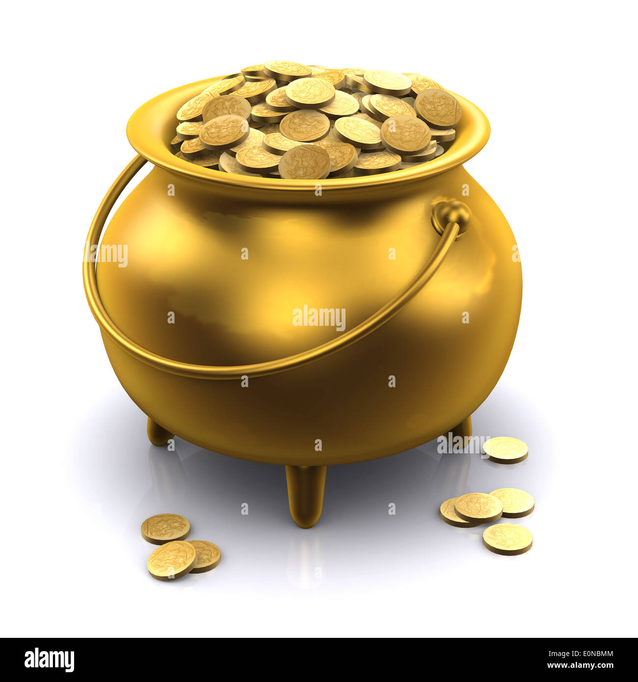 3d Pot of gold coins Stock Photo - Alamy