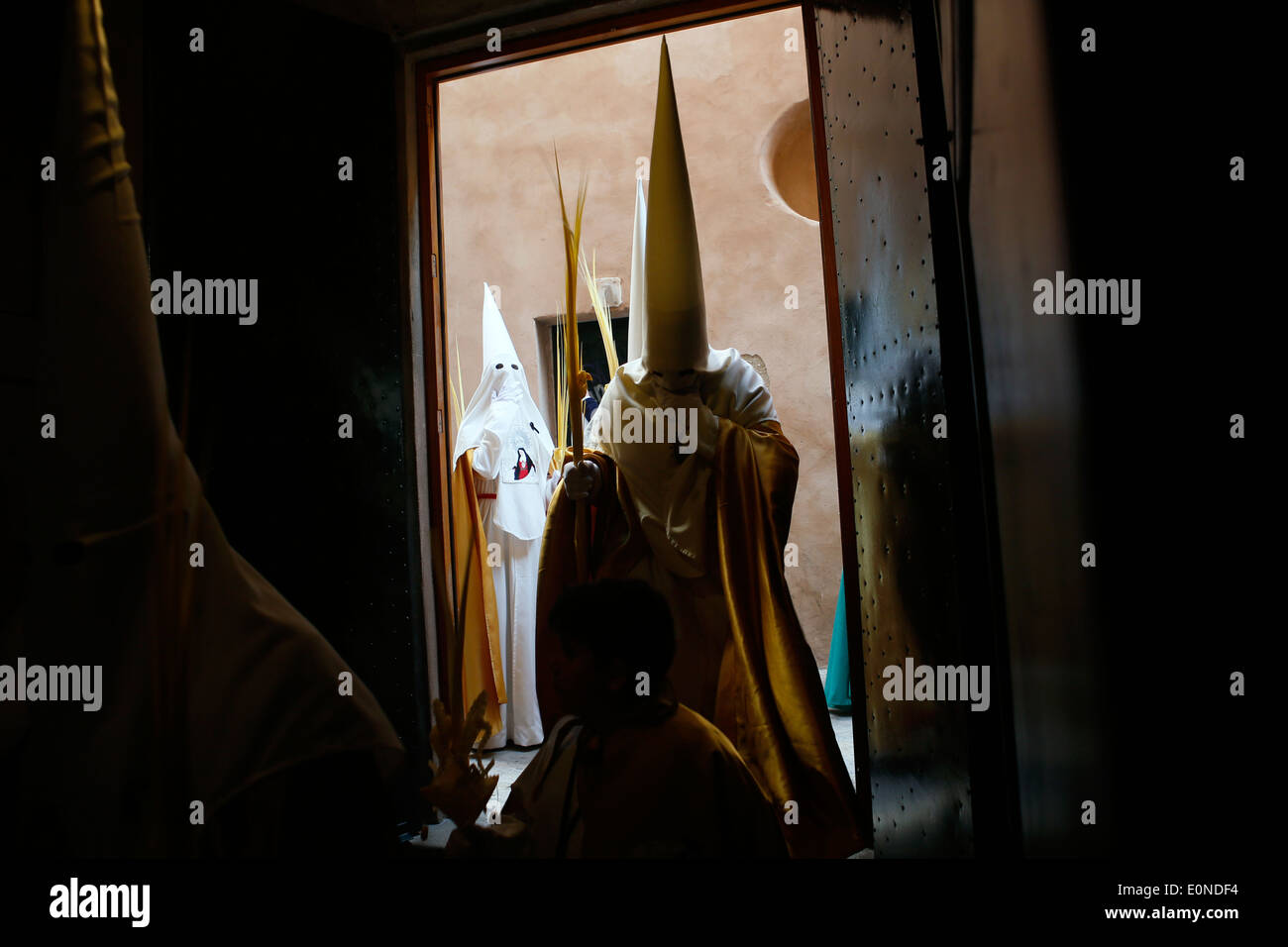 Penitents seen entering a church during the celebration of an easter ...