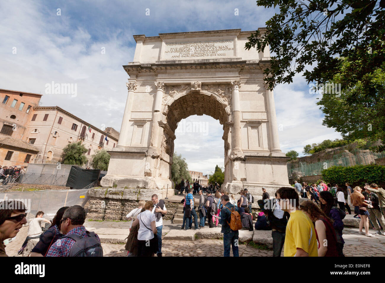 Roman Forum, tourists at the Arch of Titus, the Forum, ancient Rome ...