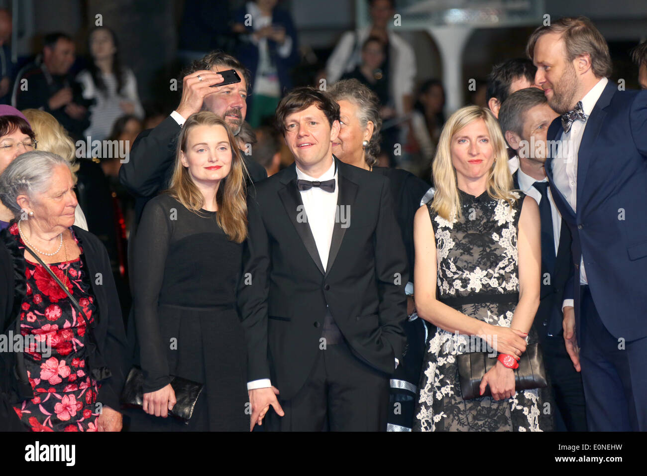 Actors Birte Schnoink (l-r), Christian Friedel and director Jessica ...