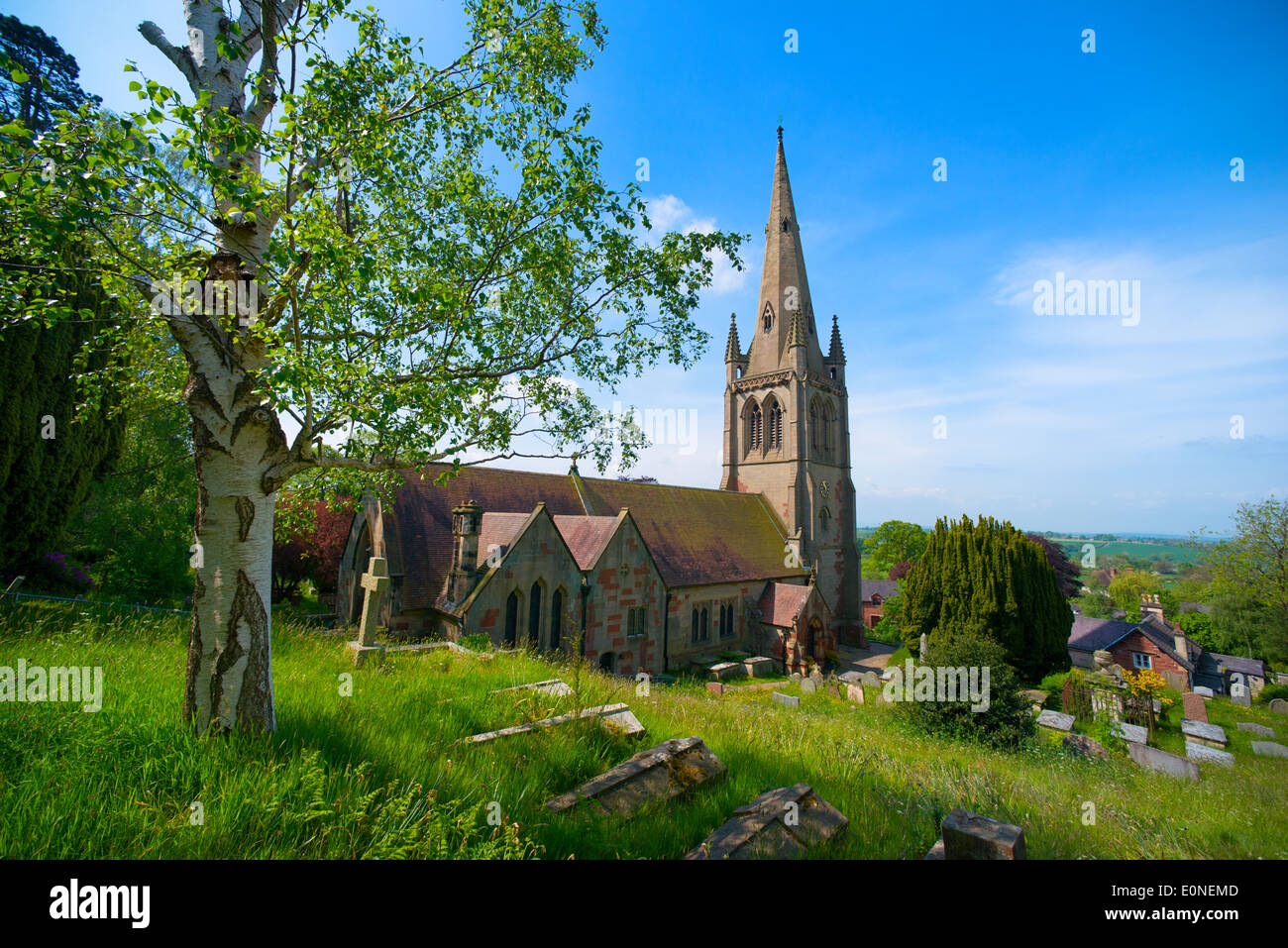 All Saints Church in summer at Clive, Shropshire, England Stock Photo ...