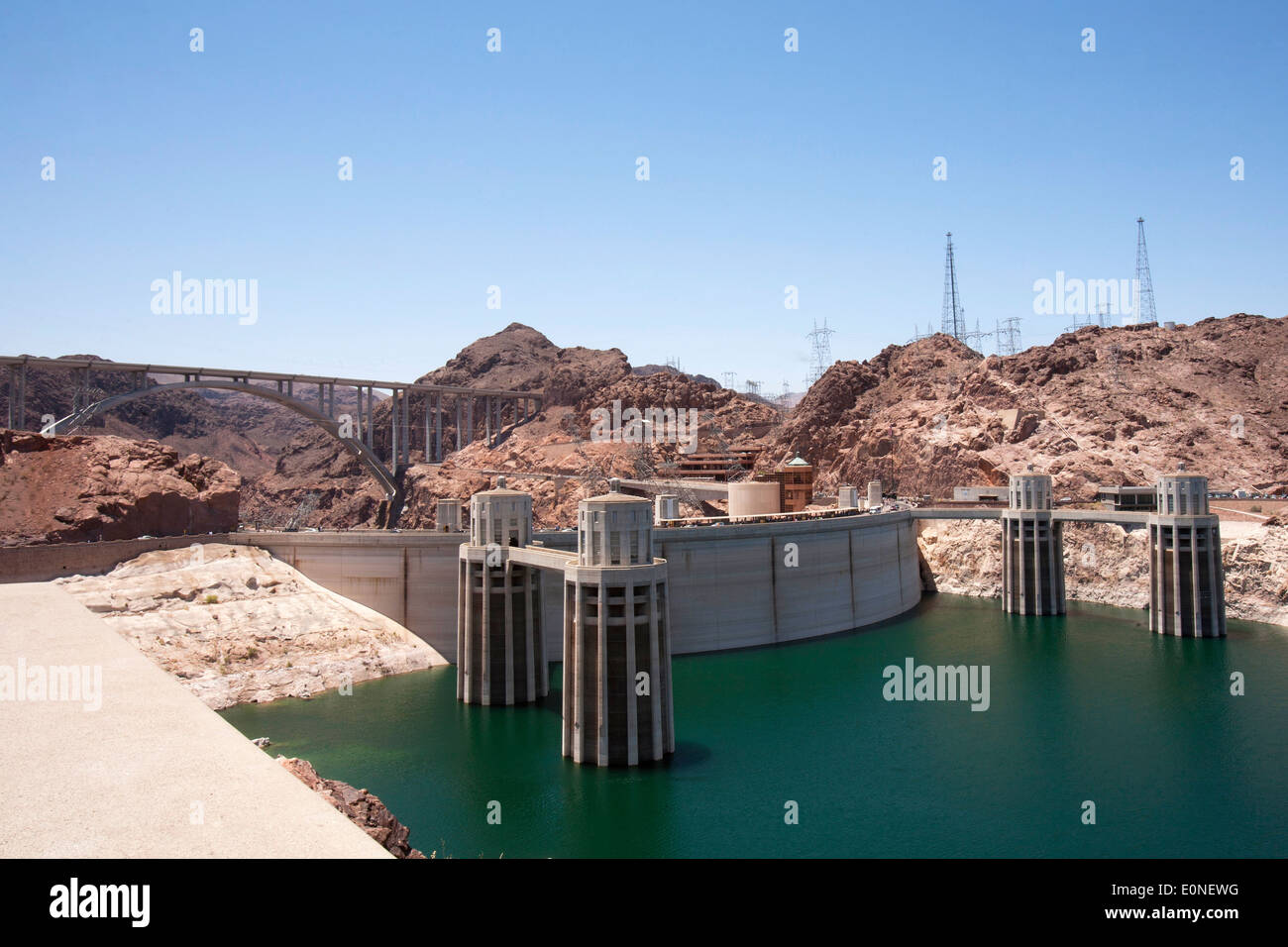 Hoover Dam and hydroelectric generator on the Colorado River Stock ...