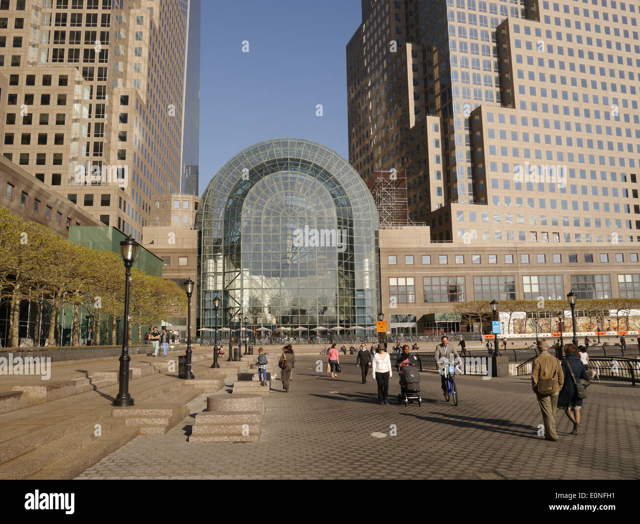 North Cove Marina, New York with glass arch of Winter Garden Stock ...