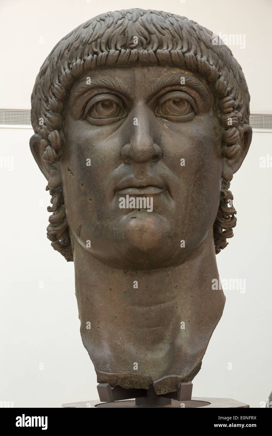 head of Colossal bronze statue of Constantine, Capitoline Museums, Rome ...