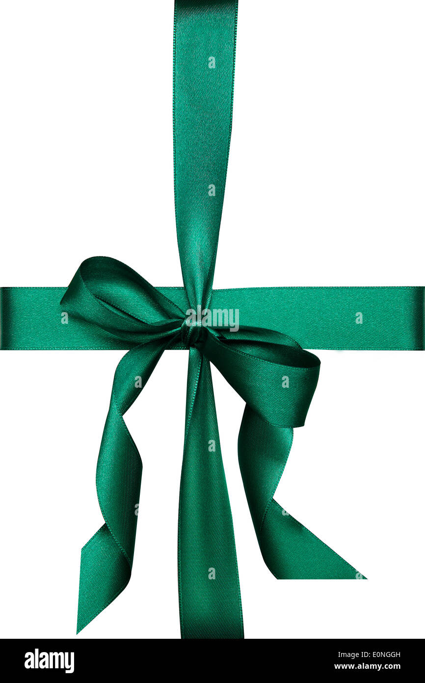 Green ribbon on a white isolated background Stock Photo - Alamy